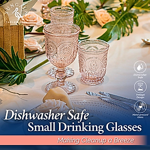 Pink Glassware Bundle- 6 x Pink Goblets and 6 x Pink Water Glasses - Vintage Glassware Collection for Parties