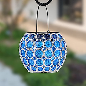 Uonlytech 1pc Outdoor Solar Pendant Lamp Decor Hollow- Out Lamp Decor