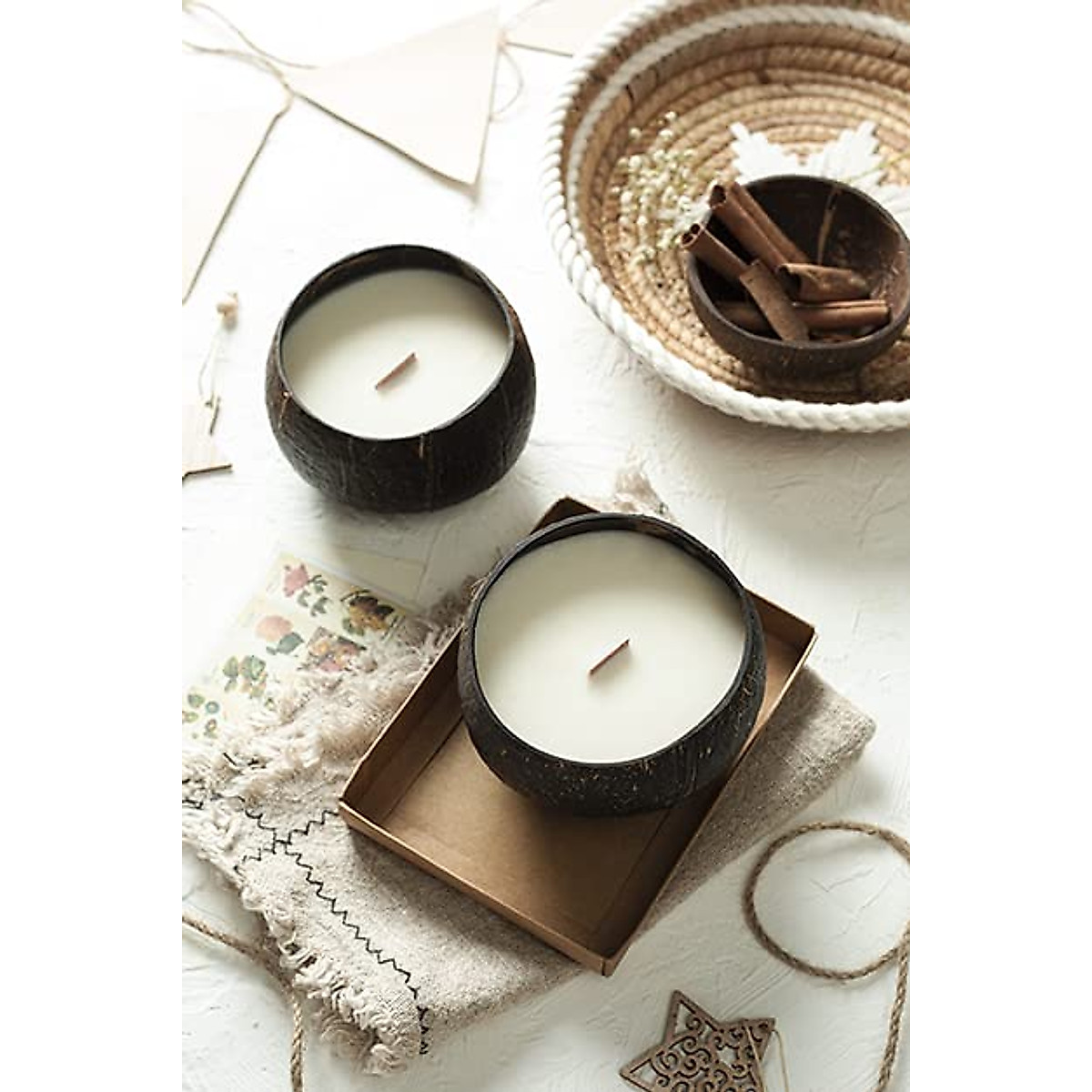 CocoNat, Coconut Bowl Candle for Home Scented Candles, Organic Soy Wax Candle, All Natural Wood Wicked Candle, Aromatherapy Candles, Coco Shell Candle, Eco-Friendly Gift (Coconut)