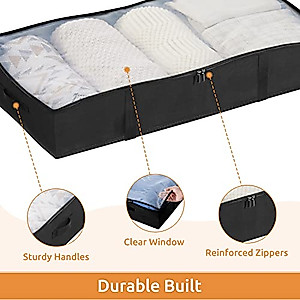 YOUDENOVA Large Under Bed Storage Bags with Lids, Clear Window Underbed Storage Container with Handles and Zippers, Shoe Storage Organizer Under Bed, Couch, Crib