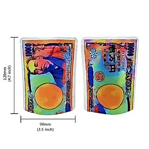 Generic 100 Pack Money Designed Dollars Japanese Yen Storage Baggies Resealable 3.5 Gram Snack Candy Bags 3.5 x 4.75 inches