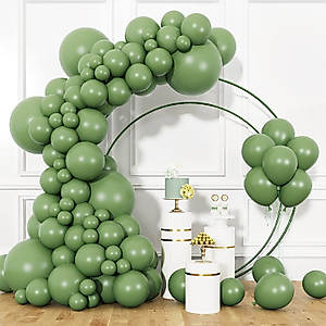 RUBFAC Sage Green Balloons Different Sizes 105pcs 5/10/12/18 Inches for Garland Arch, Olive Green Party Latex Balloons for Birthday Graduation Baby Shower Wedding Anniversary Party Decoration