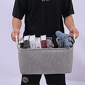 Storage Basket for Shelves Closets Pet toy Baby Toy, Collapsible Fabric Storage Bin for Laundry, Nursery(2pcs/Small 11.8Lx7.8Wx5.9H, Grey)