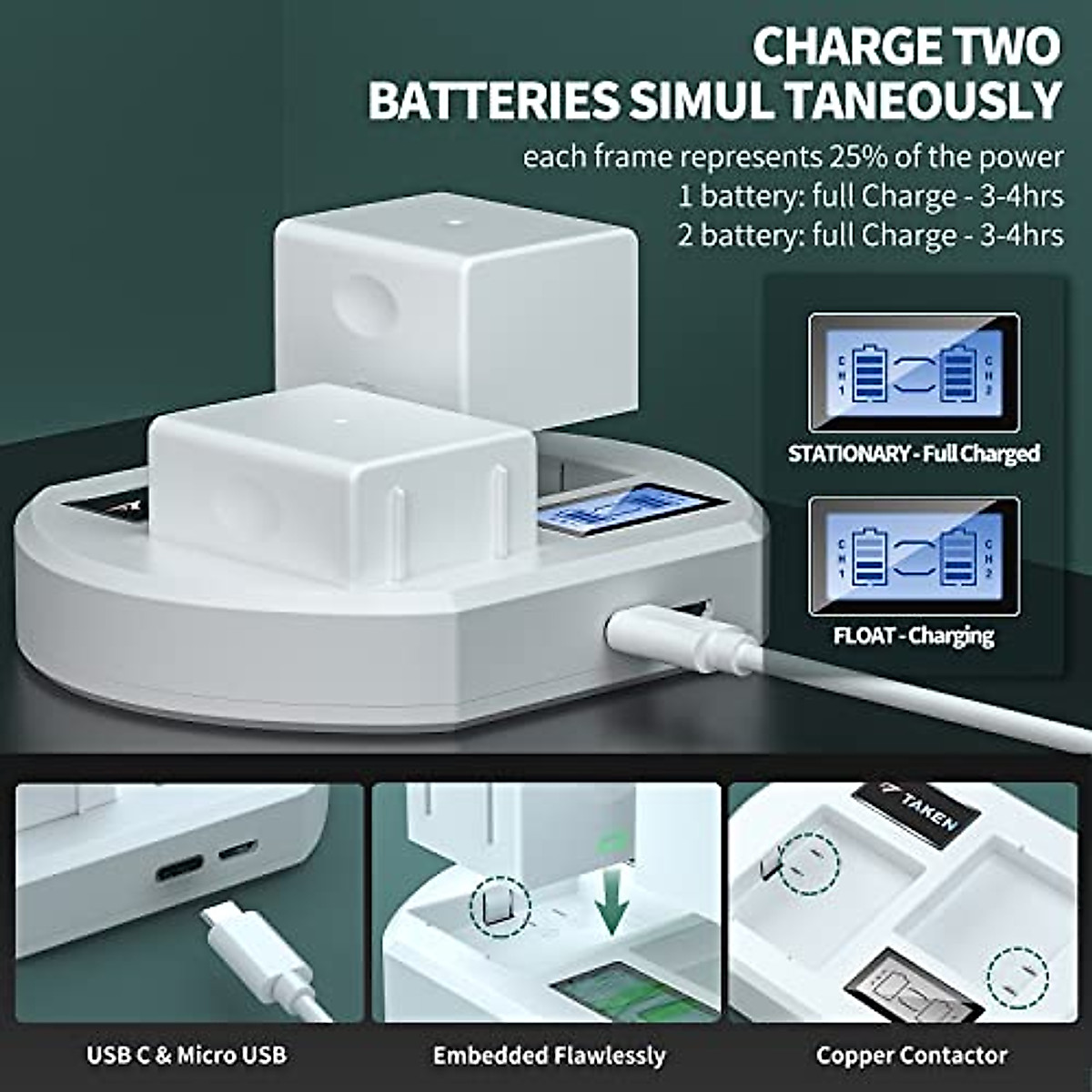 Taken Arlo Pro 4 Battery 3.85V 4800mAh Arlo Batteries Replacement Long Lasting Arlo Camera Batteries for Arlo Ultra 2 Arlo Pro 3 Pro 4, 2 Pack with Arlo Battery Charger Station