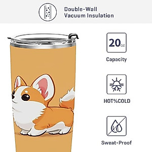 Wassud Cute Cartoon Dog 12 oz Tumbler with Lid and Straw Stainless Steel Double Wall Vacuum Tumblers Insulated Travel Coffee Mug for Cold and Hot Drinks