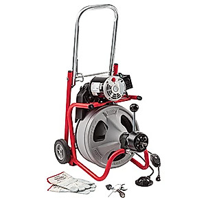 RIDGID K-400 Drain Cleaning 115-Volt Drum Machine Kit with AUTOFEED Control and C-32IW 3/8" x 75' Cable & 35473 K-45AF Sink Machine with C-1 5/16 Inch Inner Core Cable and AUTOFEED Control
