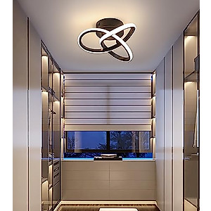 AMZASA Black Hallway Light Mini Artistic Lamp Modern LED Close to Ceiling Light for Balcony Corridor Closet Bedroom Bathroom 15W 4000K Neutral Light