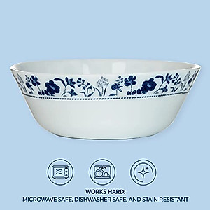 Corelle Everyday Expressions 4-Pc Soup/Cereal Bowls Set, Service for 4, Durable and Eco-Friendly 18-Oz Bowls, Higher Rim Glass , Microwave and Dishwasher Safe, Rutherford