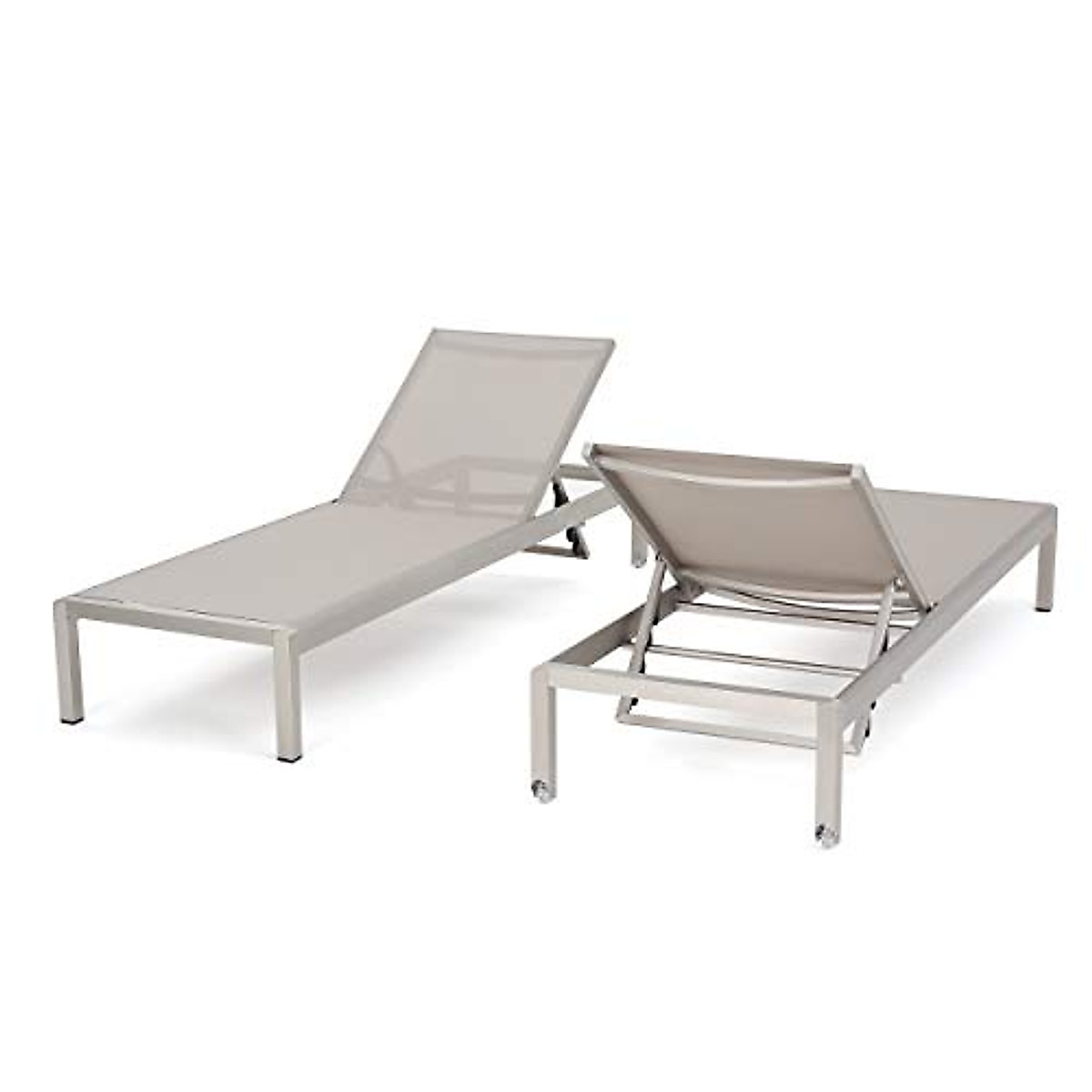Christopher Knight Home 300495 Crested Bay Outdoor Aluminum Chaise Lounge Chair | Set of 4 | in Grey
