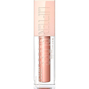 Maybelline Lifter Gloss, Hydrating Lip Gloss with Hyaluronic Acid, High Shine for Fuller Looking Lips, XL Wand, Stone, Rosey Neutral, 0.18 Ounce