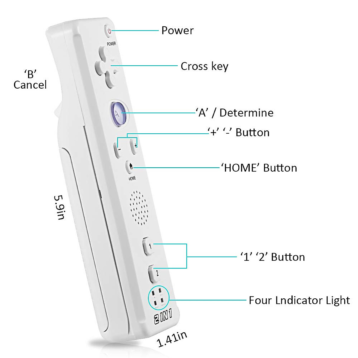 Suily Built-in Motion Plus Remote + Nunchunk Controller 2 in 1 Set Compatible for Wii (2* Black Set)