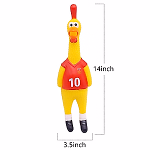 POPLAY 14inch Rubber Chicken Grade Latex Squeeze Chicken Prank Novelty Pet Toys for All Age Groups Gift for Children Family Dogs