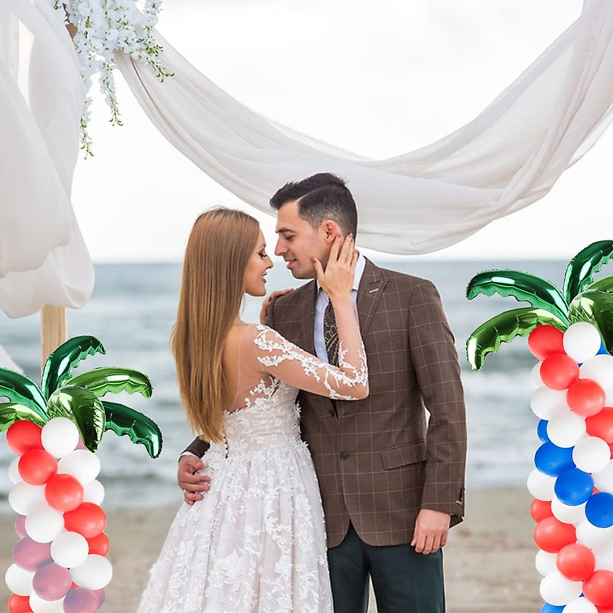 VYNYJOAN 10PCS Coconut Tree Leaves Foil Balloons 36 Inch Palm Leaf Balloons for Birthday, Baby Shower Party Supplies Hawaii Luau Beach Tropical Summer Party Decoration