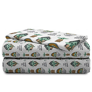 Jay Franco Star Wars The Mandalorian The Child Twin Sheet Set - 3 Piece Set Super Soft and Cozy Kid’s Bedding Features Baby Yoda Grogu - Fade Resistant Microfiber Sheets (Official Star Wars Product)