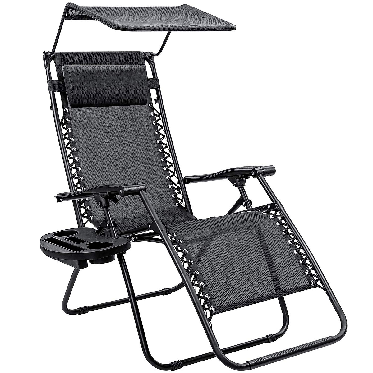 Homall Zero Gravity Chair Patio Lawn Chair Lounge Chair Folding Recliner Adjustable Outdoor with Canopy Shade,Cup Holder (Black)