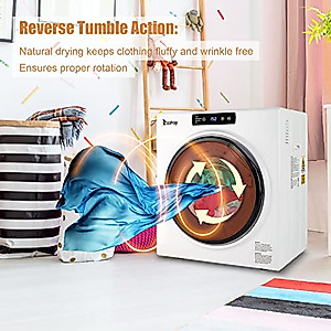 1300W Electric Portable Clothes Dryer Compact Clothes Dryer Easy Control Button Panel for Variety Drying Mode (23.62 * 15.75 * 27.17) Inch Stainless Steel Clothes Dryer with Exhaust Pipe Four-function Portable Clothes Dryer, White