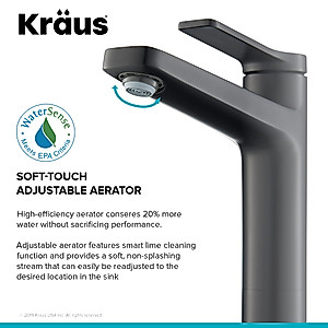 KRAUS Indy Single Handle Vessel Bathroom Faucet in Matte Black, KVF-1400MB
