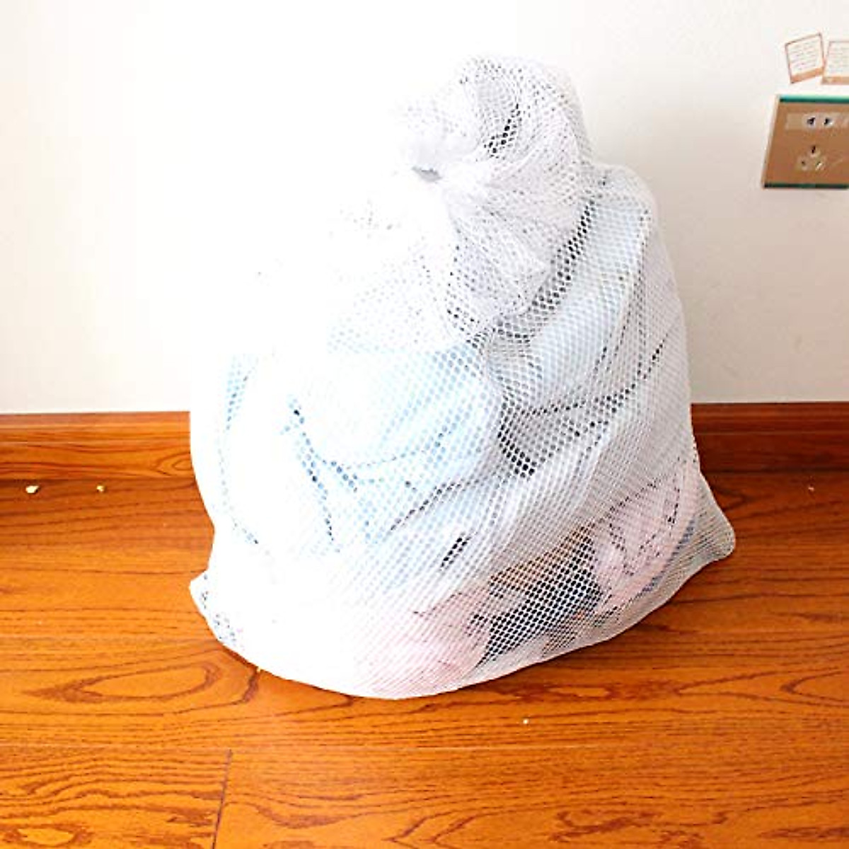 Net Laundry Clothes Washing Mesh Bag, Washing Machine Drawstring Large Capacity Pouch