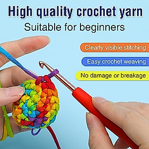 IMZAY 100g Yarn for Crocheting, Rainbow Color Cotton Yarn and Yarn for Beginners with Easy-to-See Stitches, Ergonomic Handle Hooks, Cotton Nylon Chunky Yarn for Crocheting and Knitting-Blue and Pink