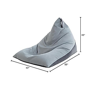 Nobildonna 4ft Bean Bag Chair Cover (No Filler) for Adults, 400L Extra Large Premium Velvet Beanbag Chair Cover, Washable Beanbag without Filling Ultra Soft Triangular Lazy Sofa Cover (Grey)