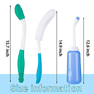 3 Pcs Extended Reach Comfort Kit Portable Bidet Body Brush and Toilet Aids for Wiping Set, Elderly Assistance Butt Cleaner Shower Brush Travel Bidet for Pregnant Physically Challenged Bath Tools