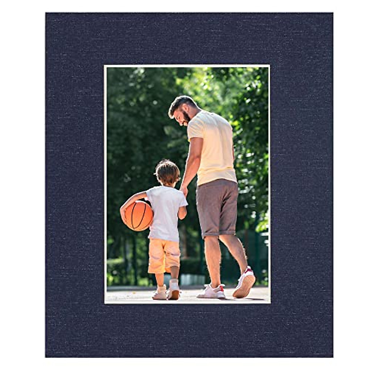 Pack of 25 Acid Free 11x17 Mats Bevel Cut for 9x14 Photos - Navy Canvas Texture Precut Matboards For Pictures, Photos, Framing - 4-ply Thickness