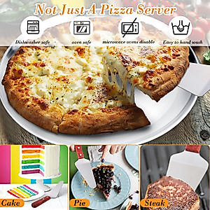 Thenshop 16 Pcs 12'' Pizza Pans Pie Pizza Servers Set, 8 Stainless Steel Pizza Pan Trays 8 Pie Spatula with Wood Handle Cutting Shoveling Pizza Cake Serving Utensils for Oven Baking Kitchen Restaurant