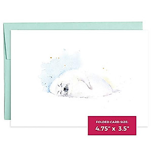 L'apostrophe Polar Bear, Seal, Fox, Snowy Owl Note Cards - Blank Inside with Envelopes - Greeting Notecards - Watercolor Set of Winter Animals  - Thank You Notes