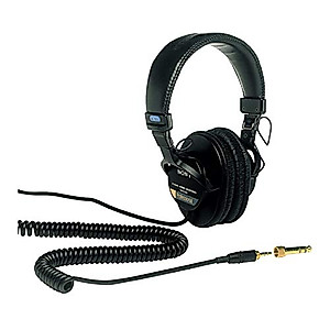 Sony MDR7506 Folding Professional Closed Ear Headphones Bundle with Stereo Headphone Amplifier with DC 12V Power Adapter and Stereo Aux Adapter (5-Pack) (3 Items)