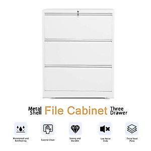 Aobabo 3 Drawer File Cabinet 28In Wide,White