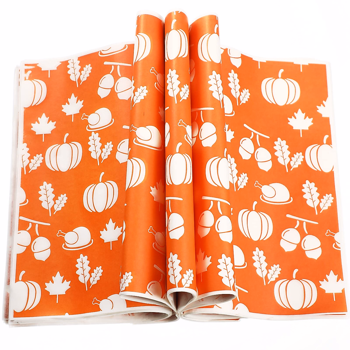 150 Pieces Autumn Wax Paper Sheets Food Wrap Paper Grease Resistant Paper Liners Thanksgiving Theme Waterproof Wrapping Tissue Food Picnic Paper for Home Kitchen(Pumpkin)