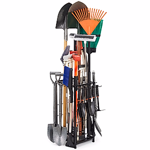 Garden Tool Organizer, Yard Tool Organizer up to 50 Tools, Garage Tool Organization and Storage, Garden Tool Storage, Yard Tool Racks, Tool Stand, Tool Holder for Garage, Shed, Outdoor, Black