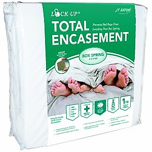 JT Eaton 80QUBOX Lock-Up Total Encasement Bed Bug Protection for Queen Size Box Spring, Durable Stretch-Knit Fabric