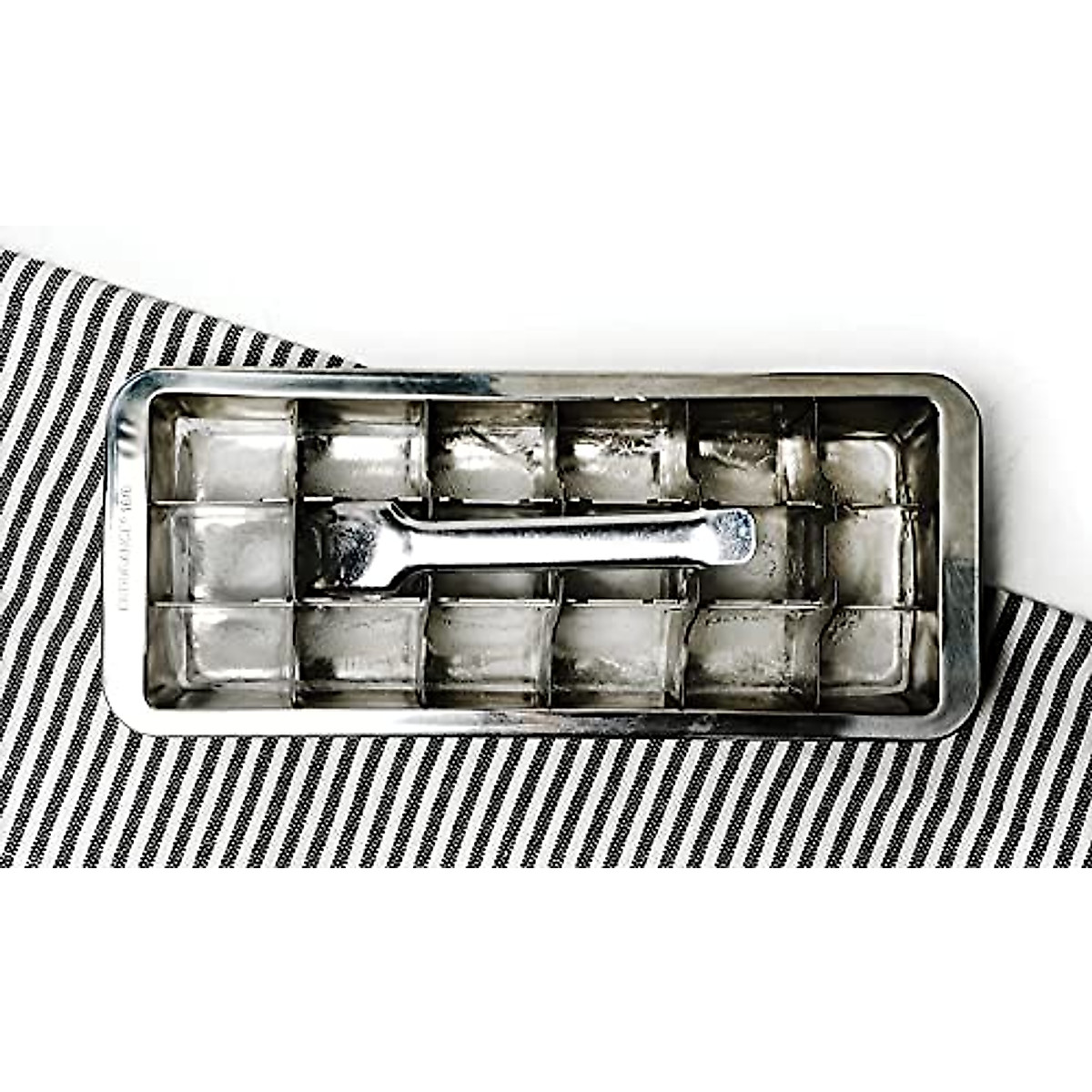 RSVP International Endurance® Vintage Inspired Ice Cube Tray, 11" | Retro Design for Bars & Kitchens | Levers Remove Cubes | Heavy Duty Stainless Steel | Dishwasher Safe