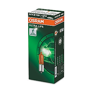 Vosla 2-Pack HY21W Amber Halogen Bulbs, 12 V, 21 W, BAW9s Base, T-2.75 shape, 38193, Made In Germany
