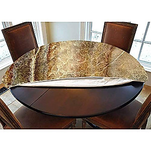 LCGGDB Marble Elastic Edged Polyester Fitted Tablecolth -Onyx Stone Surface Pattern- Small Round Fitted Table Cover - Fits Tables up to 40-44" Diameter,The Ultimate Protection for Your Table