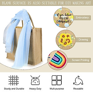 Sanwuta 50 Pcs Burlap Tote Bag Bulk Jute Tote Bags with Laminated Reusable Summer Tote Blank for Mother Teacher DIY Bridesmaid Wedding Shopping Beach, 14.96 x 11.81 x 5.91 Inch