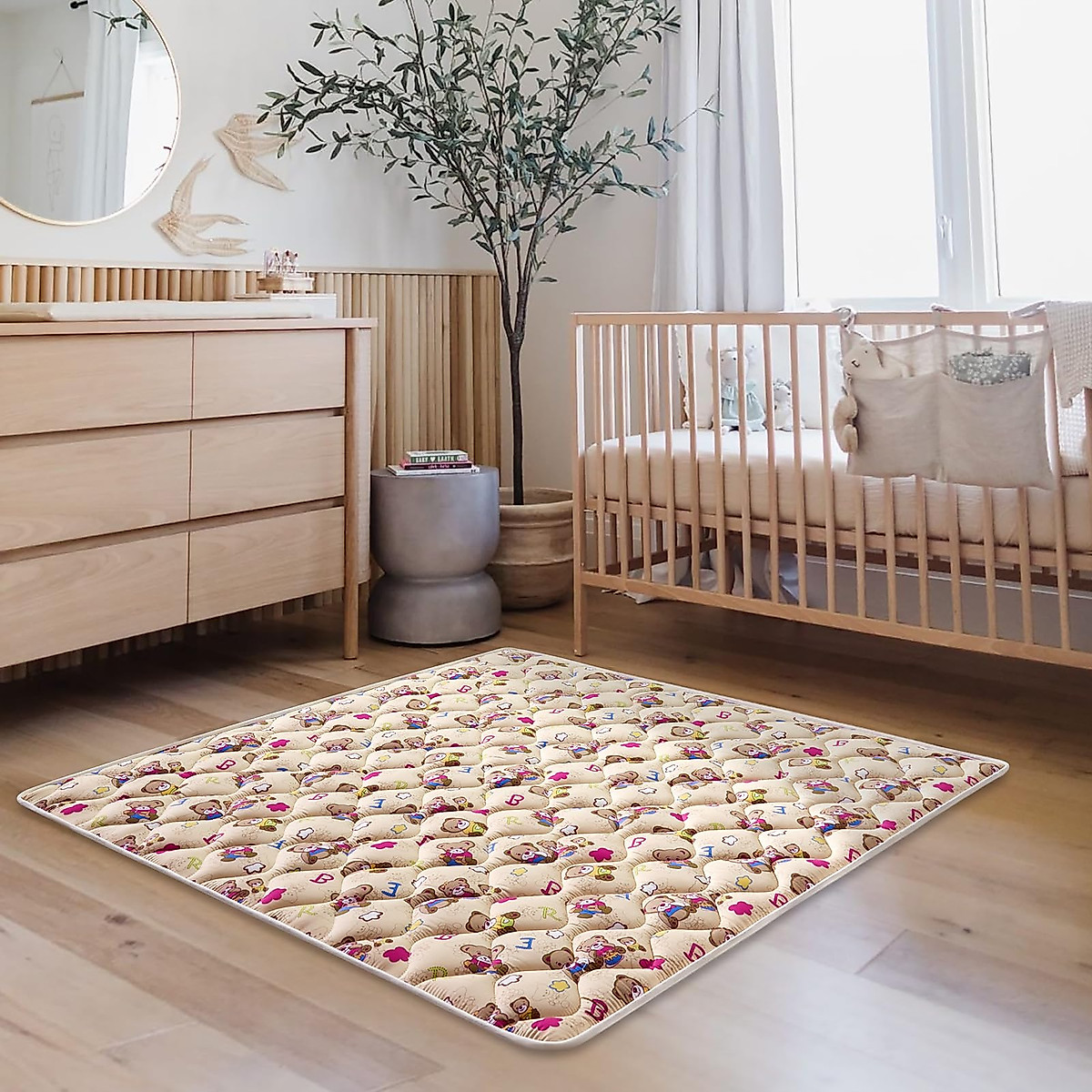 Vibe bear Baby Foam Play Mat, 50 x 50 Inches Baby Crawling Mat, Thicken One-Piece Baby Playmat, Non Slip Washable Baby Play Mat for Playing, Soft Floor Mat for Babies, Infants, Toddlers