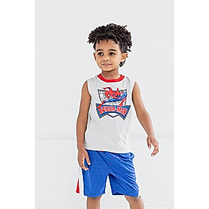 Marvel Avengers Spider-Man Little Boys 3 Piece Outfit Set: T-Shirt Tank Top Shorts 7-8