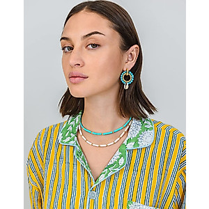 POTESSA Turquoise Beaded Choker Necklace for Women Tiny Boho Hawaiian Seed Bead Beach Necklace Jewelry