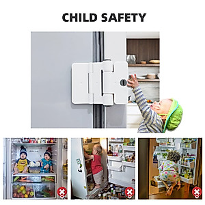 HonesaLoc Refrigerator Locks Double Button Fridge Lock with Keys Adhesive Baby Proofing Cabinet Locks Child Proof Freezer Door Lock Extra Secure Baby Safety File Drawer Lock