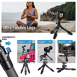 SIRUI Carbon Fiber Travel Tripod with 360° B-00K Arca-Swiss Ballhead, Mini Desktop Tripod for Mirrorless Cameras, Folded Height 12.1", Max Height 16.6″