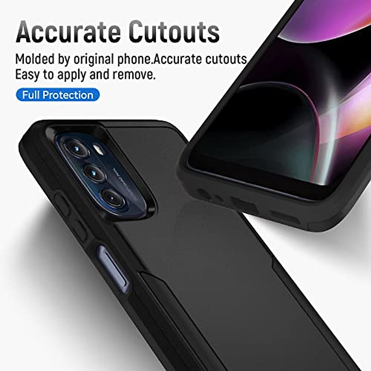 Warsia for Moto G 5G 2022 Case,Motorola G 5G 2022 Case with Screen Protector[Military Grade Drop Tested] Heavy-Duty Tough Rugged Shockproof Protective Case for Motorola Moto G 5G 2022, Black