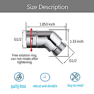 LUOFANT Shower Head Elbow Adapter, Shower Arm Elbow Adapter for Hand Showers and Wall-mounted Showers，Shower Arm Extension (135degree）