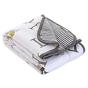 Burt's Bees Baby Unisex Baby Gift Set - Reversible Jersey Blanket, Adjustable Infant Booties & Plush Toy, 100% Organic Cotton Essentials Bundle