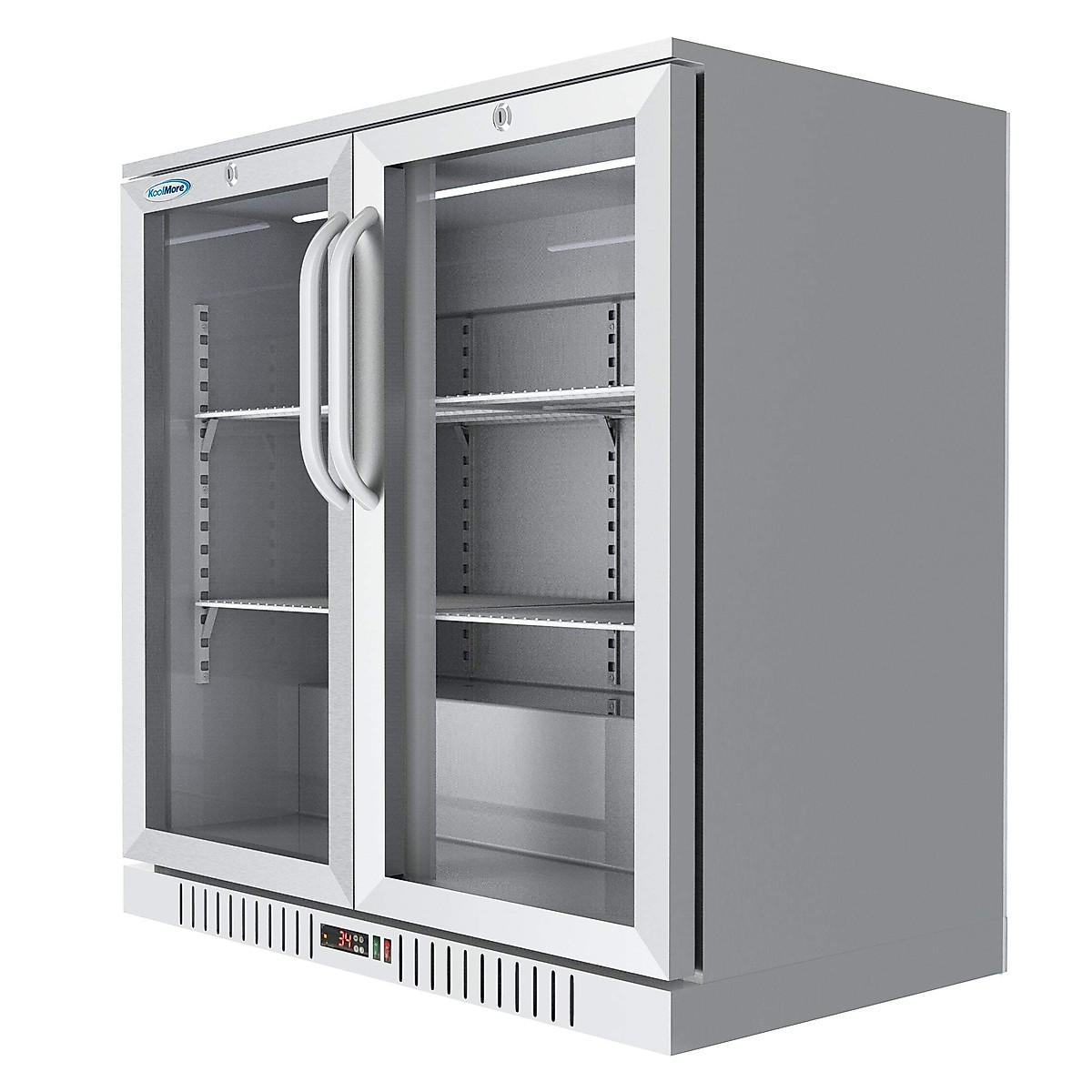 KoolMore BC-2DSW-SS Refrigerator, Double Door, Stainless Steel, 7.4cubic_feet