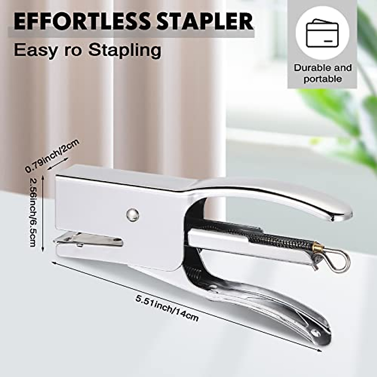 Heavy Duty Plier Stapler Heavy Duty Office Stapler Handheld Plier Stapler 50 Sheet Capacity Desk Staplers Metal Handheld Staplers for School Office (Silver, 3 Pieces)