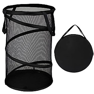 BATTOO Large Collapsible Laundry Basket Foldable Mesh Pop Up Hamper with Handles for Laundry Room, Bathroom, Kids Room, College Dorm, Travel, Storage Organizer Black