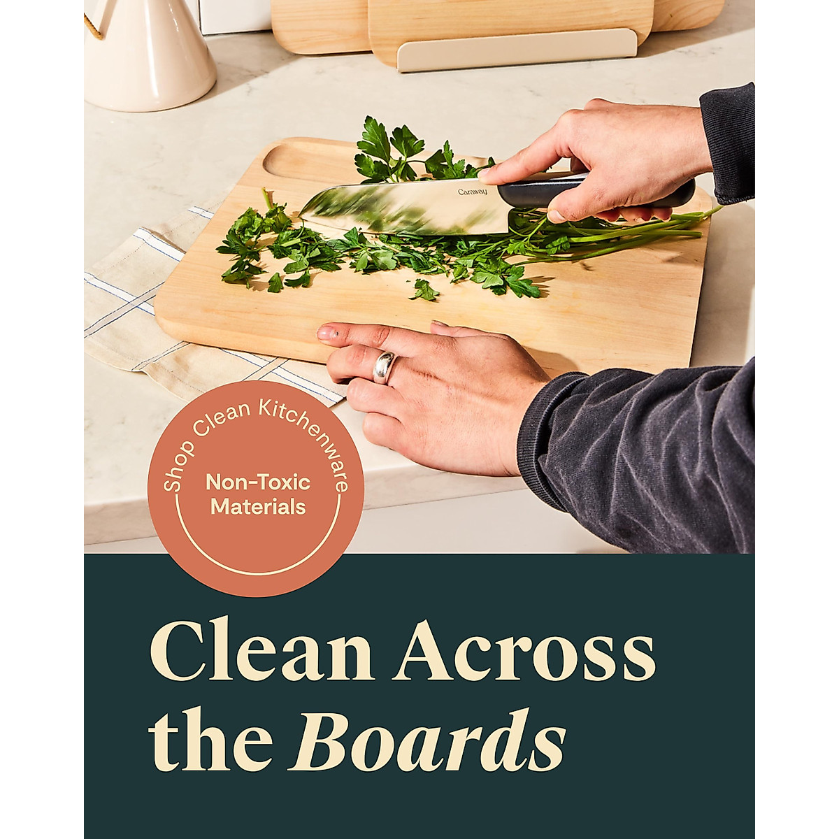 Caraway Cutting Board - Medium (14 x 10”) - Double Sided Wood Cutting Board - Made From FSC-Certified Birch Wood - Food-Safe Mineral Oil & Wax Finish