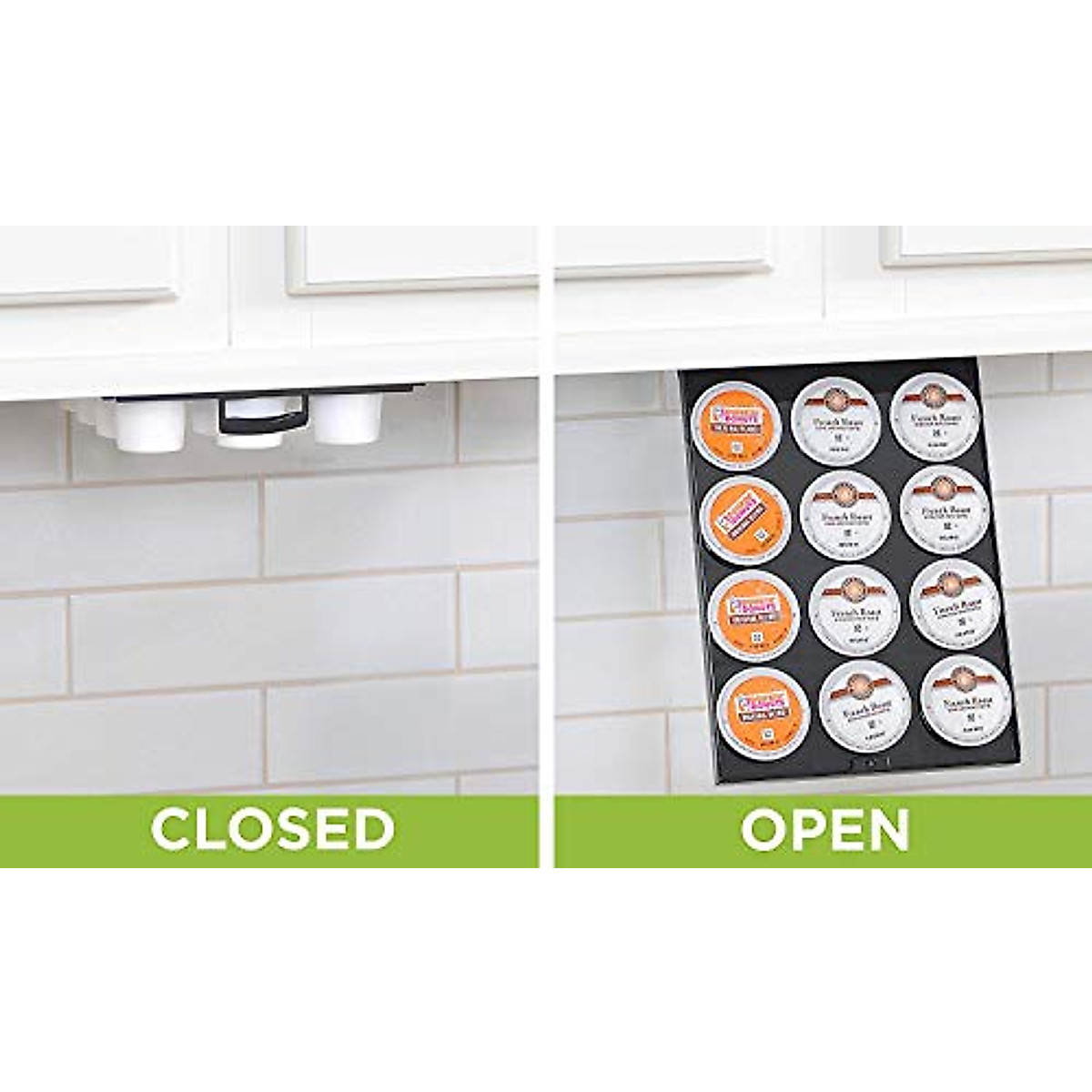 PERFECT POD EZ-Shelf Under Shelf Storage for K Cups, Coffee Holder Compatible with Keurig K Cup Coffee Pods, Space-Saving Under Counter Cabinet Coffee Pod Holder